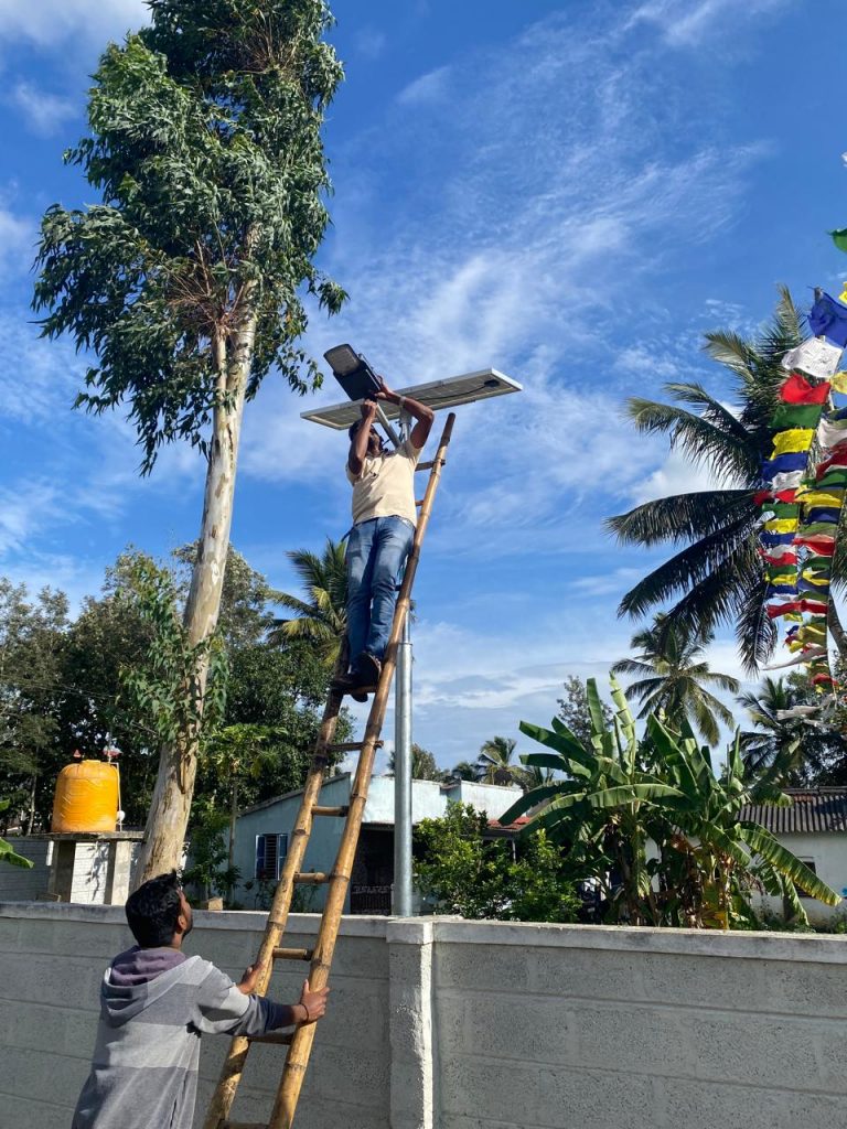 Installation of street light at E-Village, Hunsur Rabgayling Tibetan ...